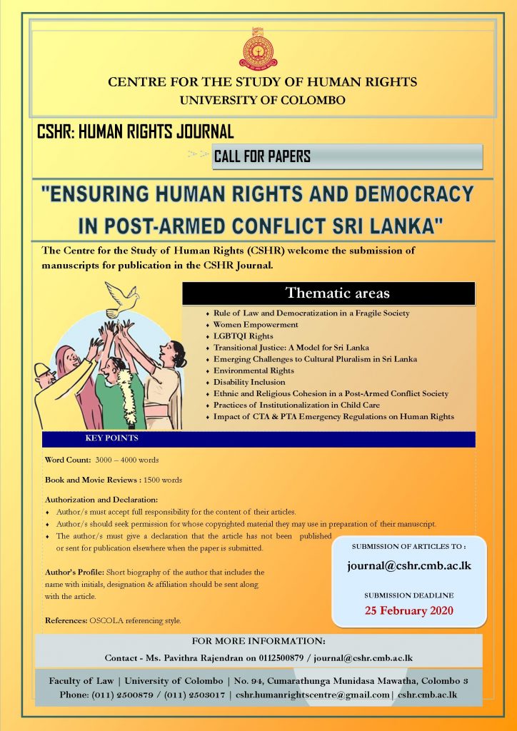 CSHR HUMAN RIGHTS JOURNAL: CALL FOR PAPERS | Centre for the Study of ...