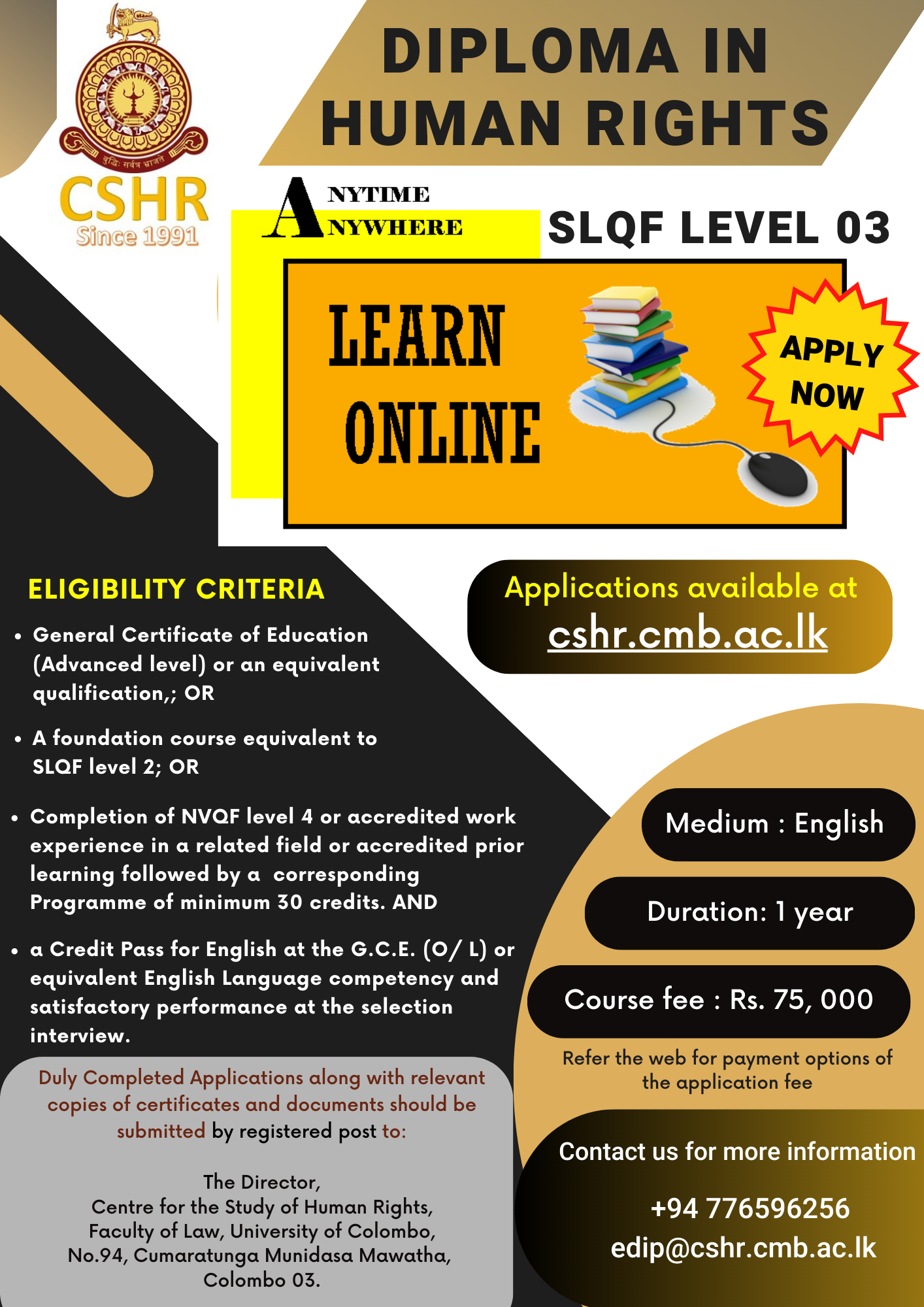 Diploma in Human Rights (DHR) | Centre for the Study of Human Rights