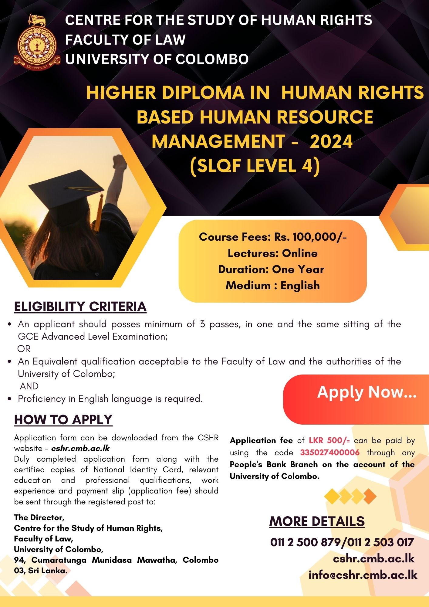 Higher Diploma in Human Rights Based Human Resource Management | Centre for the Study of Human ...